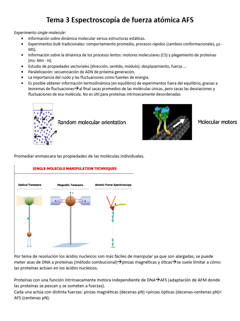 Tema 3 Espectroscopía de Fuerza Atómica AFS | PDF | Proteínas | Fuerza