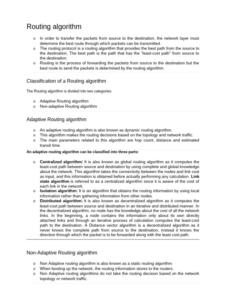 Routing algorithm | PDF | Routing | Computer Network Routing algorithm | PDF | Routing | Computer Network