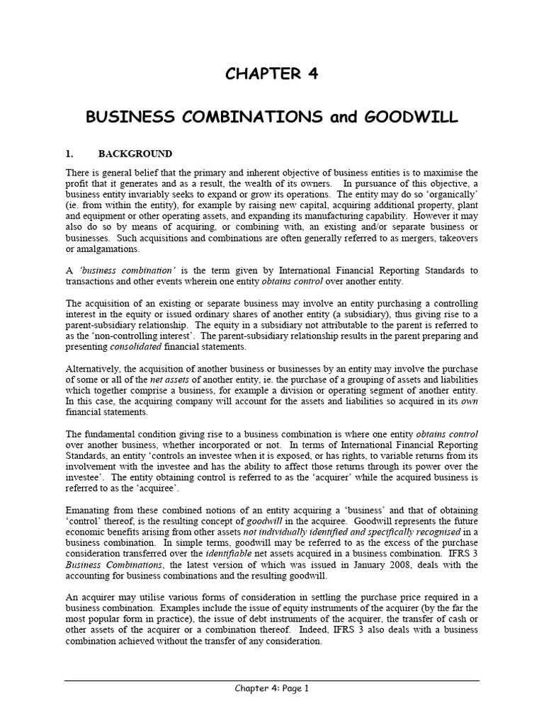Chapter 4 Business Combinations and Goodwill 2013 | PDF | Goodwill ...