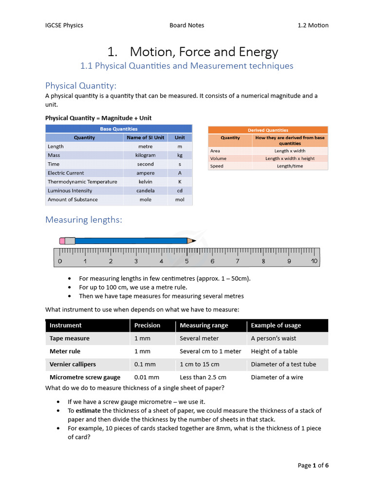 1.1 Physical Quantities and Measurement Techniques | PDF | Pendulum | Measurement