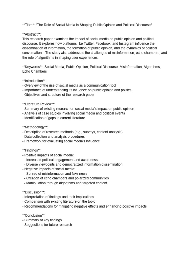 Social Media's Role in Public Opinion | PDF