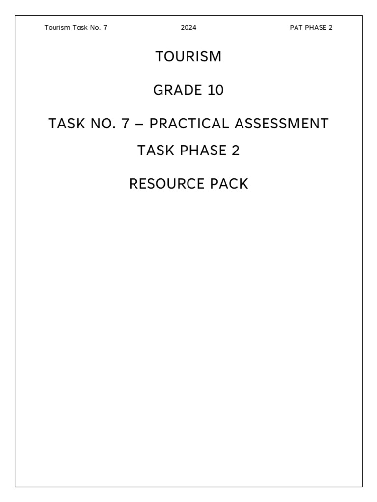 TOUR Grade 10 Task 7 Practical Assessment Task (PAT) Phase 2 Resource Pack | PDF | Campsite ...