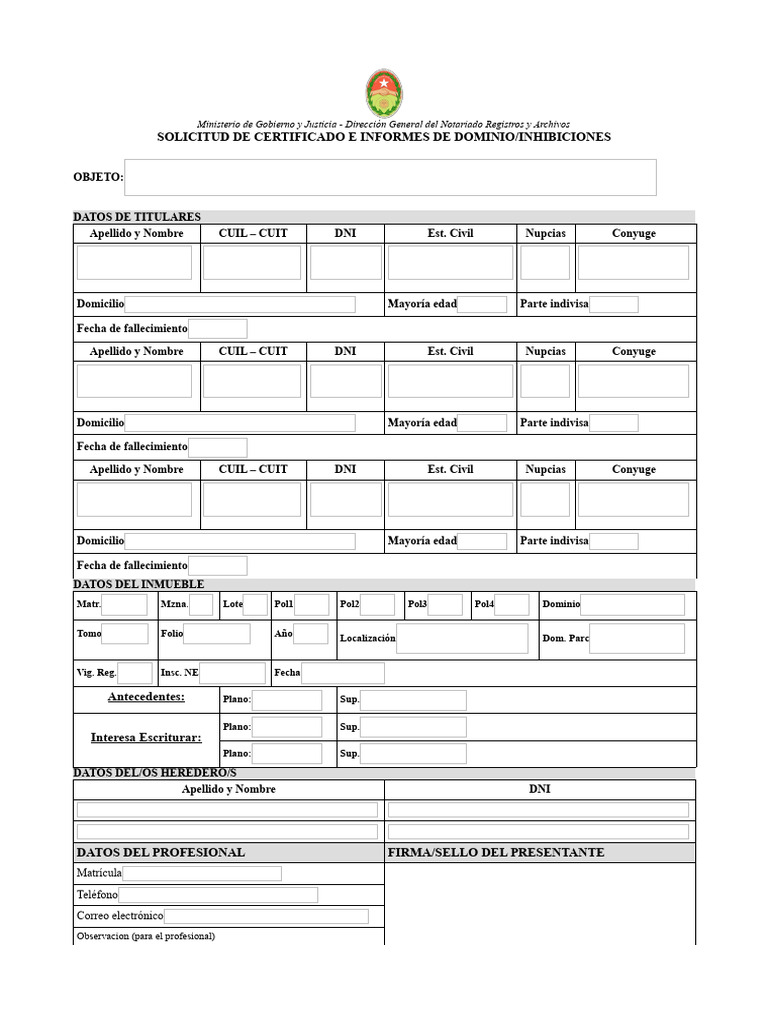 Solicitud Certificados e Informes de Dominio INMUEBLE DTO BERGARA YERIZ ...