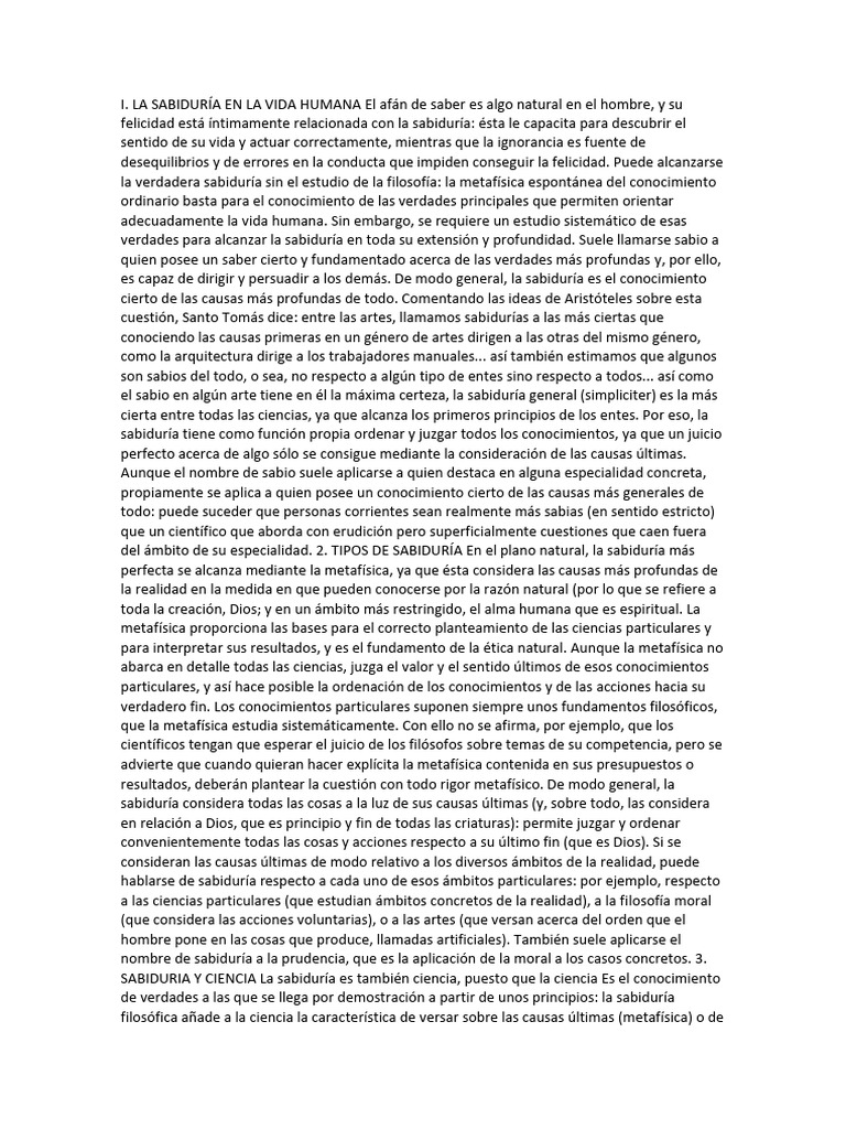 Sabiduría en Filosofía y Vida Humana | PDF | Conocimiento | Sabiduría