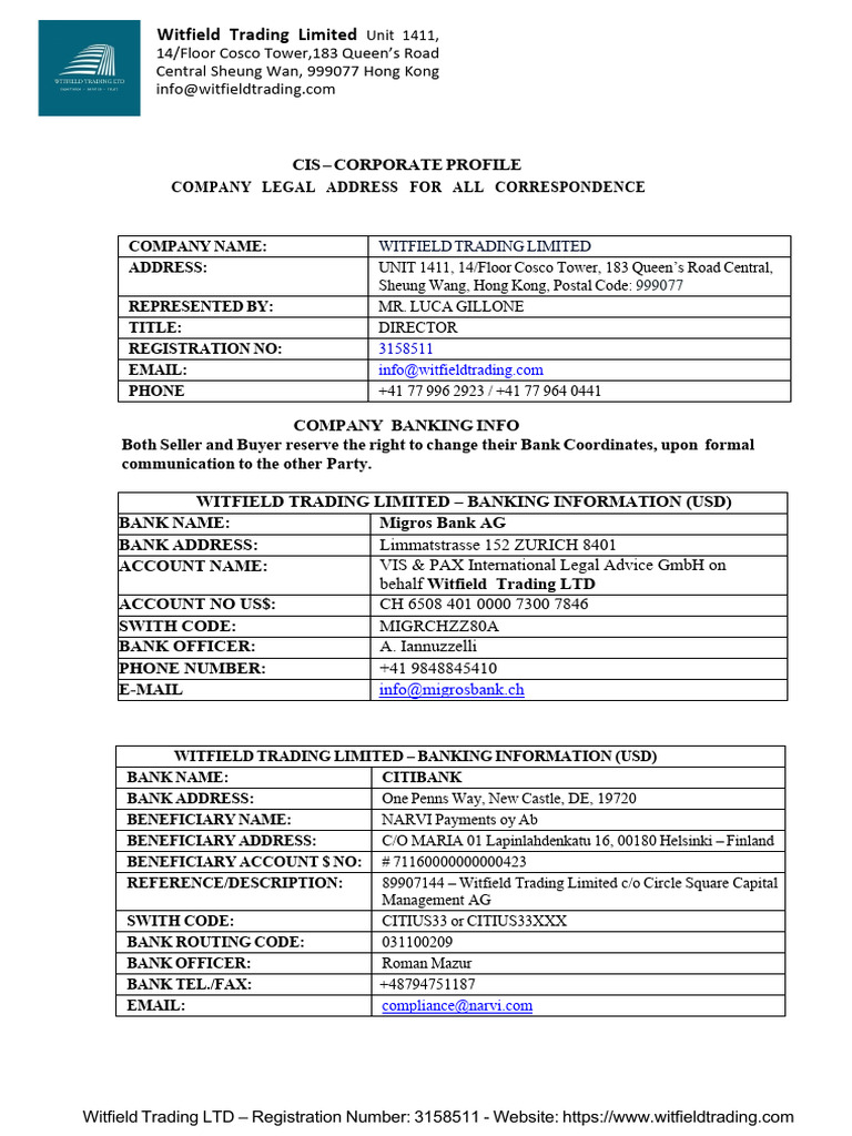 CIS With Bank and Docs. 16.08.24 Signed | PDF