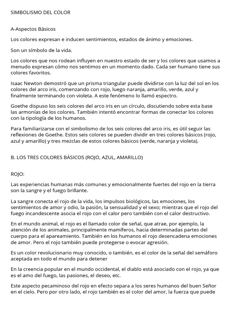 Simbolismo Del Color | PDF | Color | Rojo