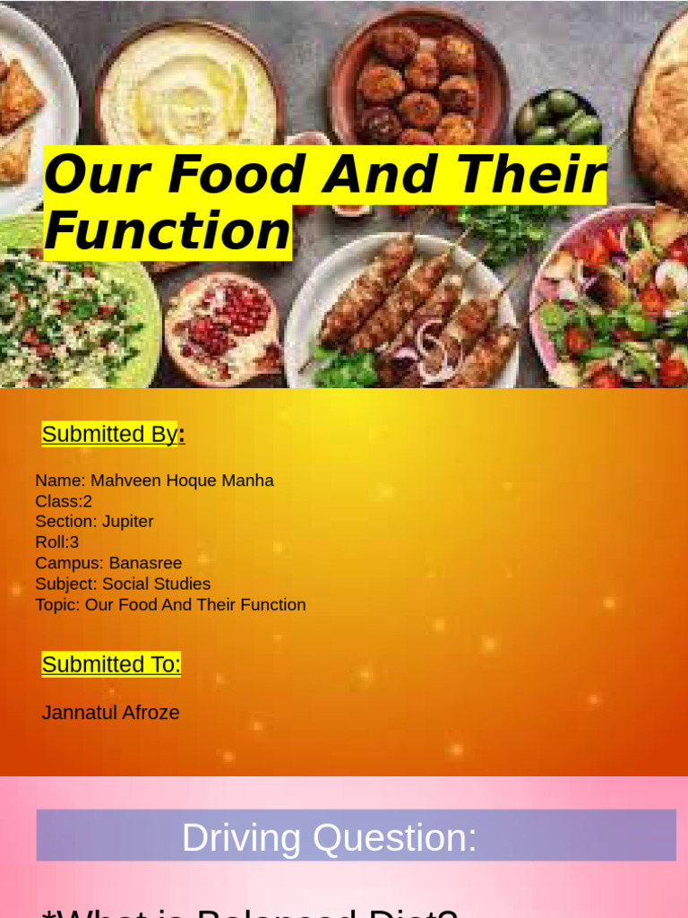Our Food and Their Function PBL | PDF