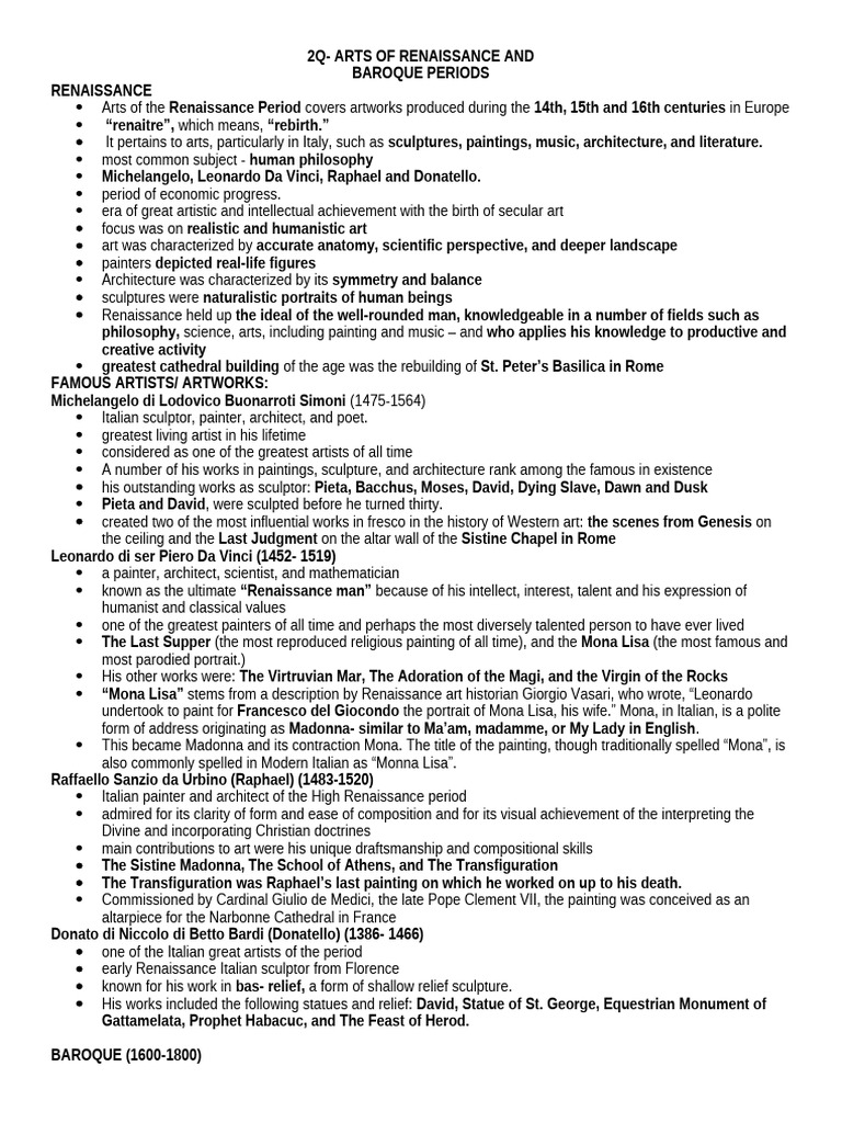 2-ARTS-OF-RENAISSANCE-AND- | PDF | Raphael | Renaissance