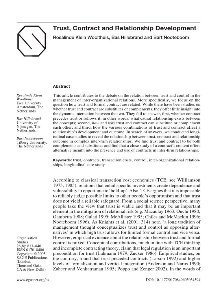Trust, Contract and Relationship Development | PDF | Data | Social Capital