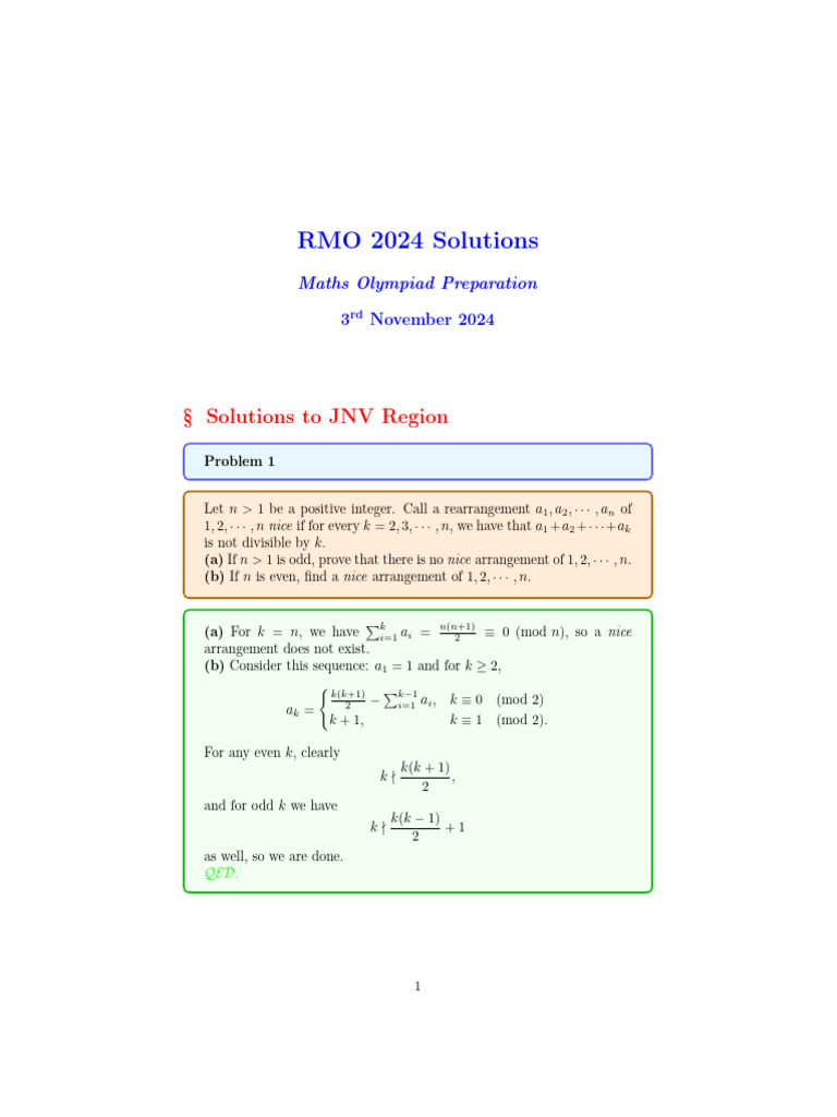 RMO 2024 Solutions | PDF | Mathematics | Elementary Geometry