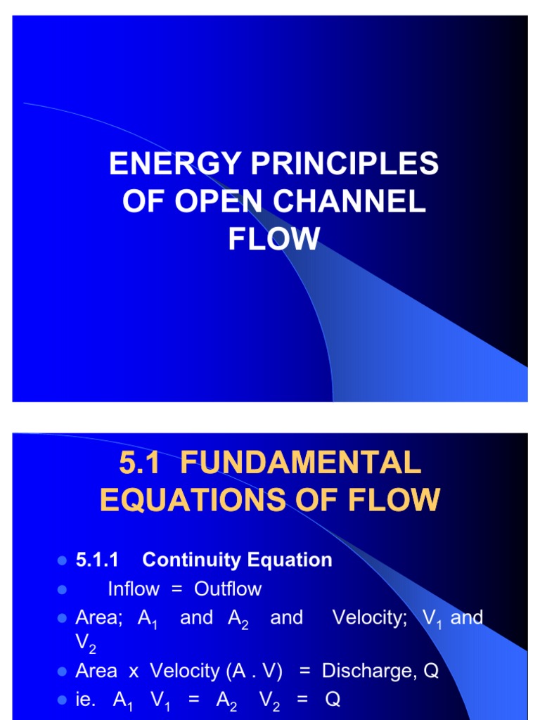 Principle of Open Channel Flow | PDF | Fluid Dynamics | Pressure