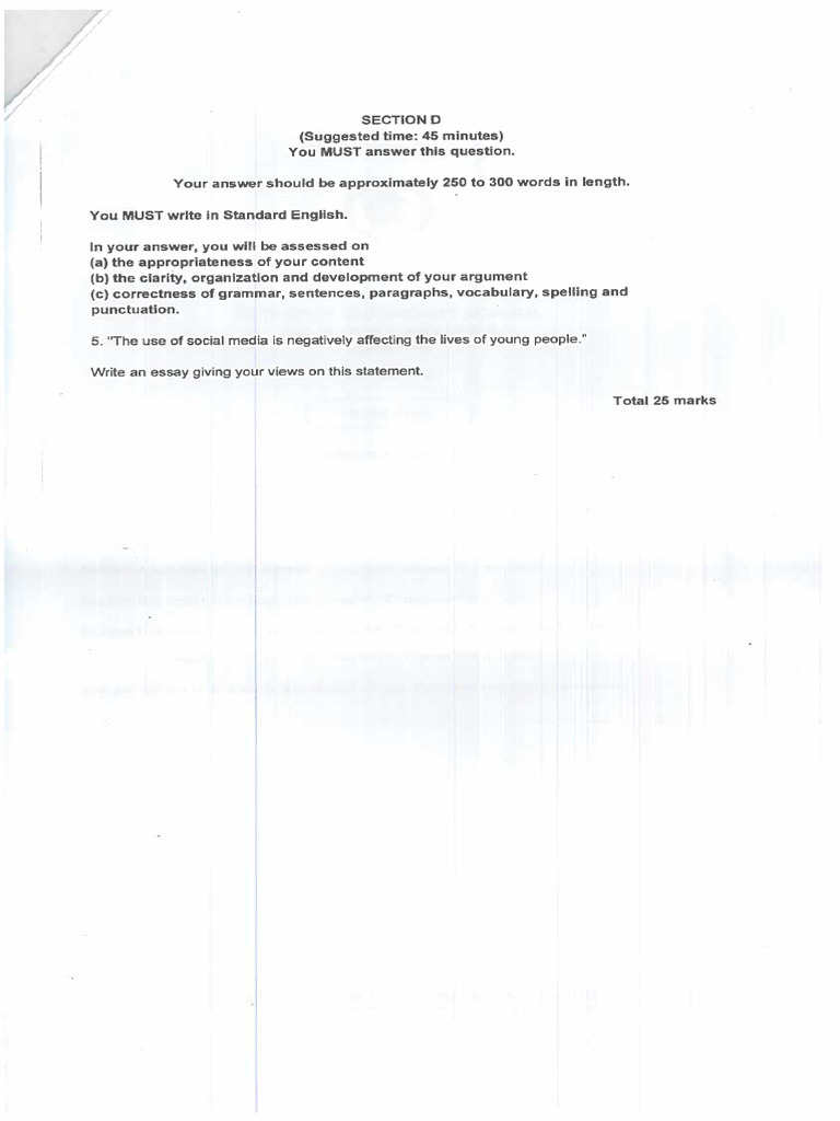 Question Paper Section D | PDF