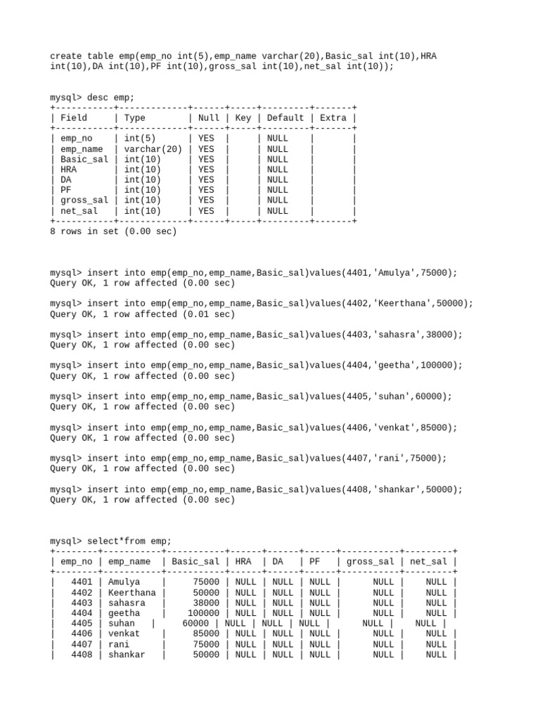 SQL1 | PDF | Data Management | Information Retrieval SQL1 | PDF | Data Management | Information Retrieval