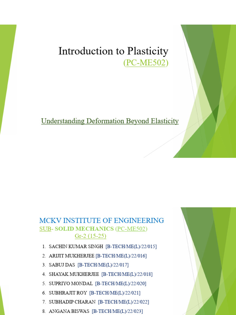 Introduction To Plasticity (GR 15-25) ME 5th SEM 2024 | PDF ...