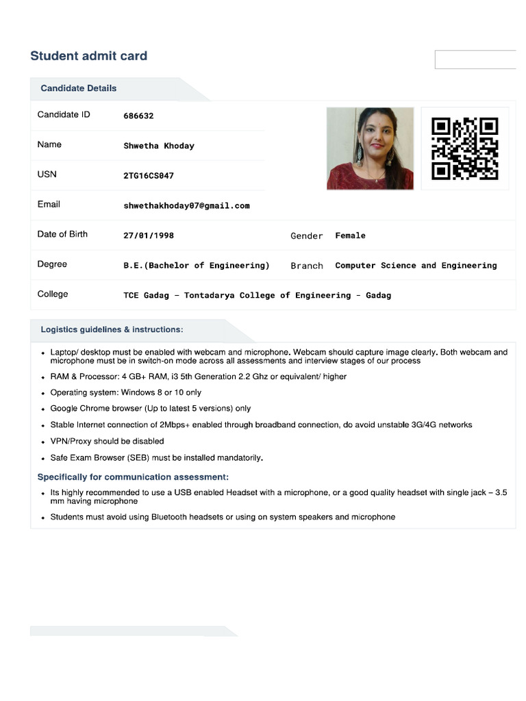 Admit Card | PDF