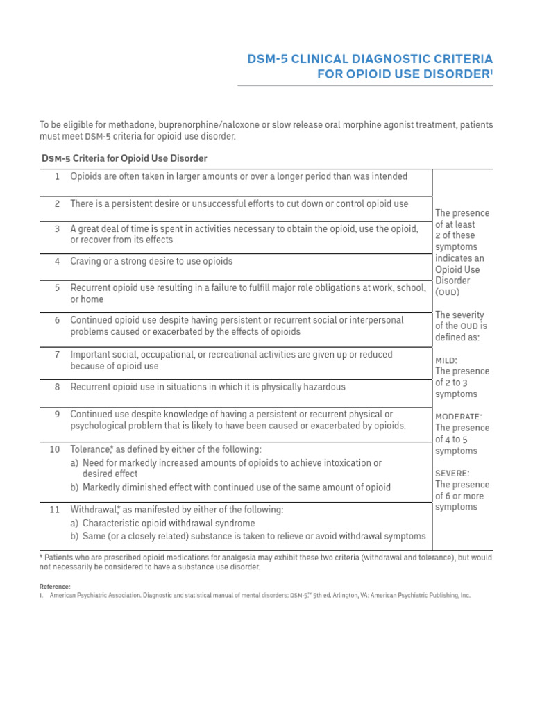 DSM-5 OUD Criteria | PDF | Opioid Use Disorder | Addiction