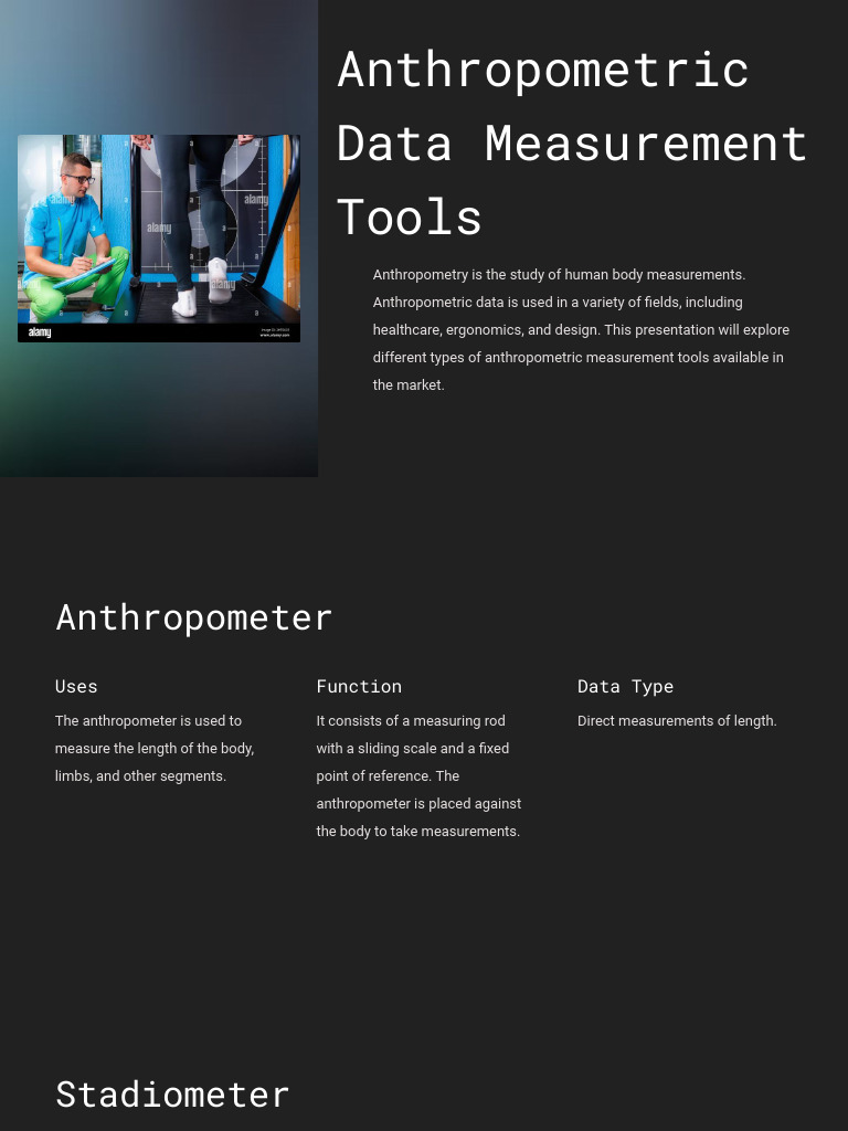 Anthropometric Measurement Tools | PDF | Anthropometry | Metrology