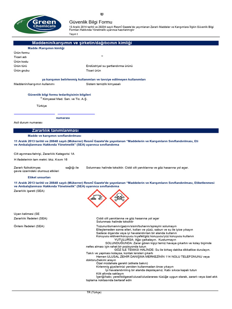WET-Treat 90010 Güvenlik Bilgi Formu | PDF