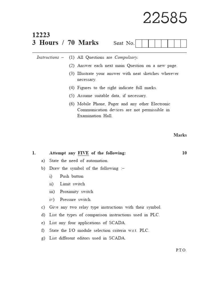 PPS Question Peper | PDF | Programmable Logic Controller | Automation