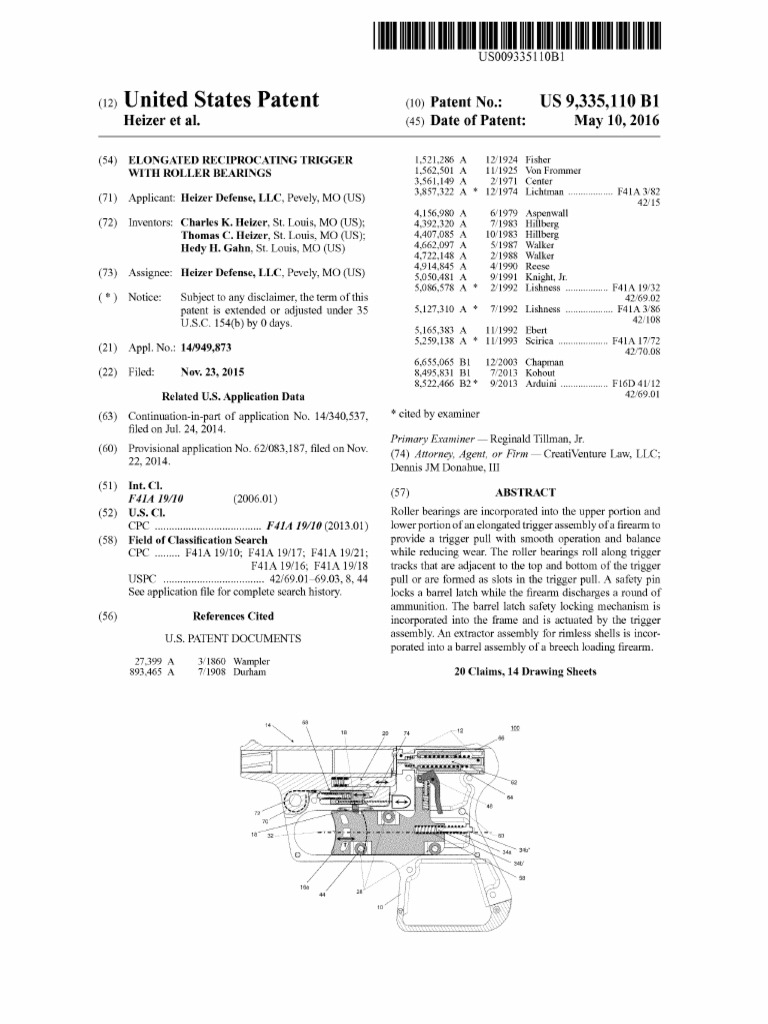 Us 9335110 | PDF | Trigger (Firearms) | Projectile Weapons