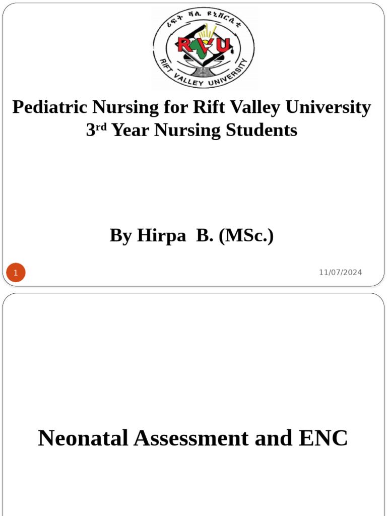 1.1 Neonatal Assessment and ENC | PDF | Infants | Low Birth Weight