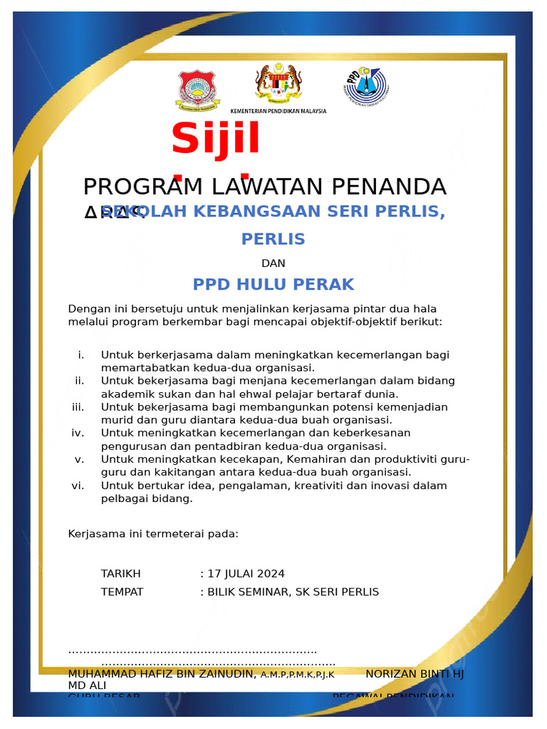 Sijil Jaringan PPD Hulu Perak | PDF | Bisnis | Seni