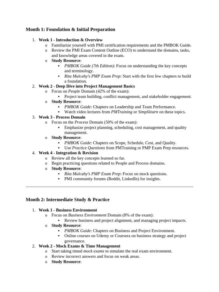 PMP Prep Plan | PDF | Agile Software Development | Educational Technology
