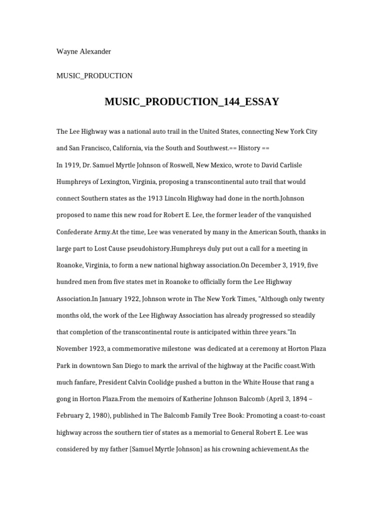 Music Production 144 Essay | PDF | The United States