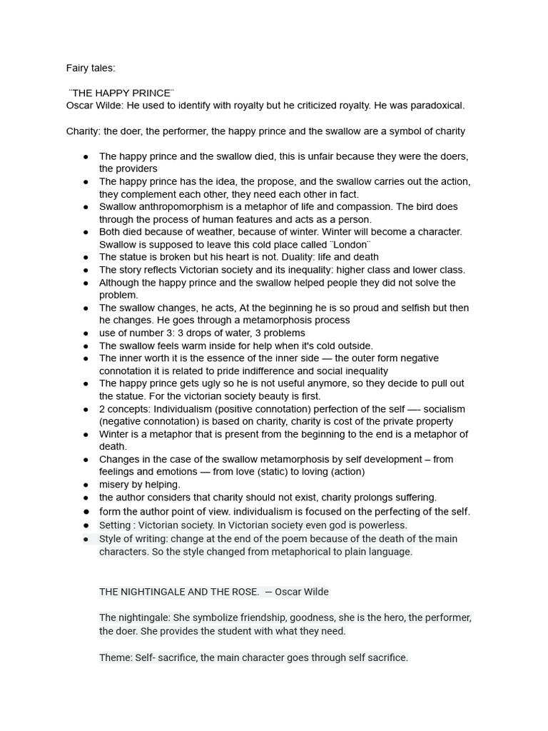 Oscar Wilde's Fairy Tales Analysis | PDF | Neverland | Peter Pan