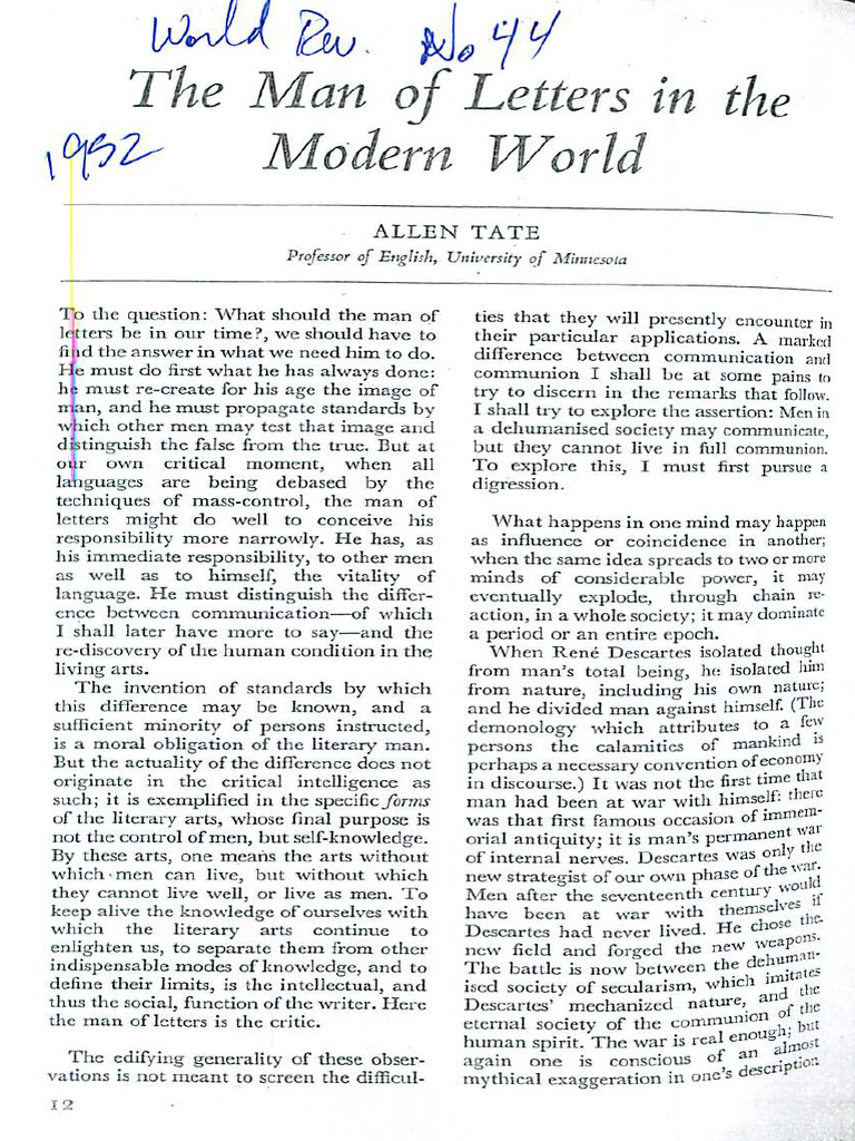 Tate Man of Letters | PDF