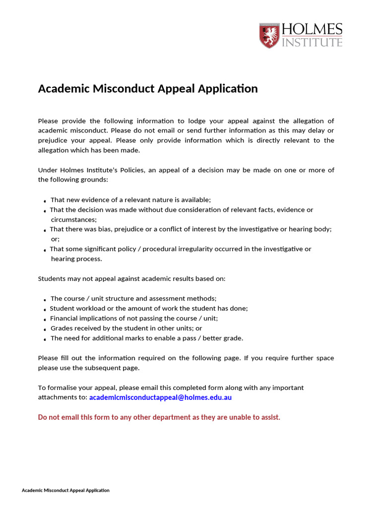 Student Appeal Form Guide | PDF | Academic Dishonesty | Justice