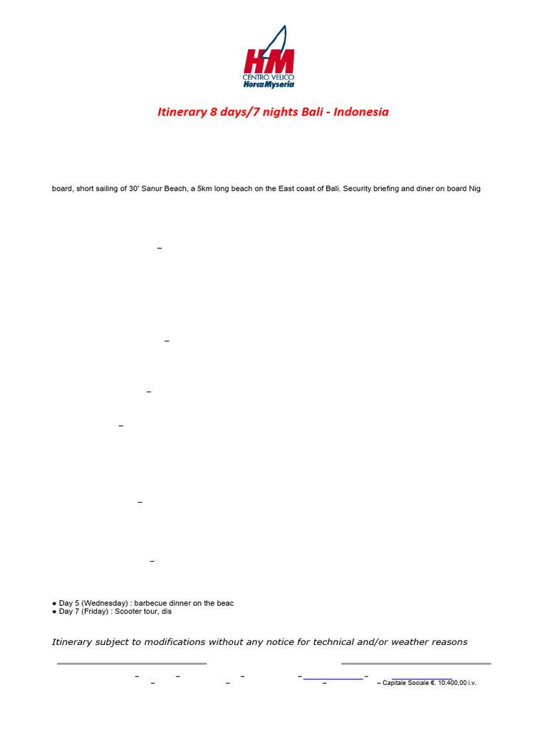 Itinerario Bali | PDF | Bali | Coastal And Oceanic Landforms