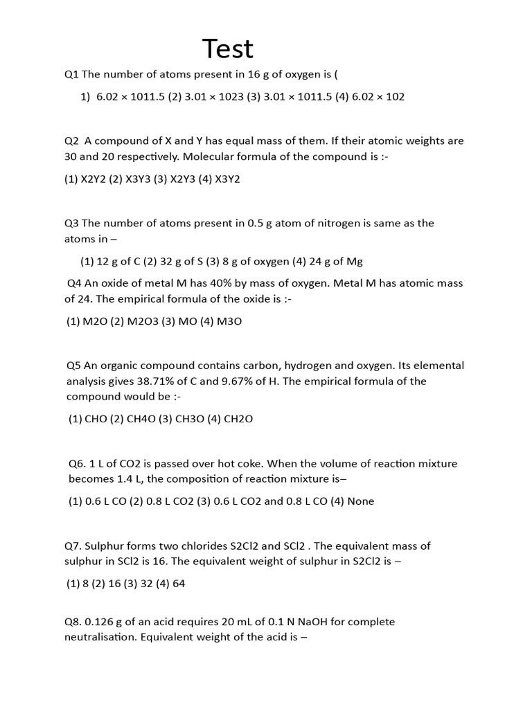 Ayush Test 12 | PDF | Chemical Elements | Applied And Interdisciplinary ...