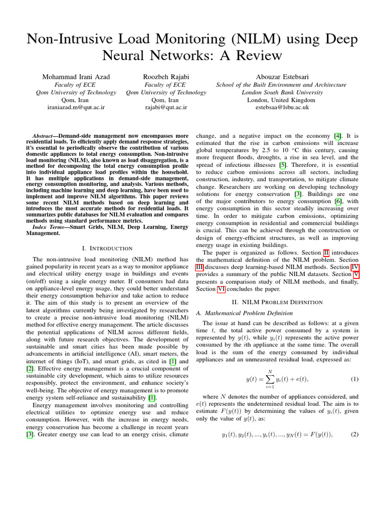 Non-Intrusive Load Monitoring (NILM) Using Deep | PDF | Energy ...