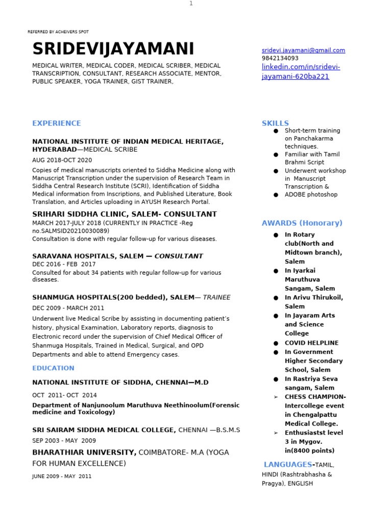 Sridevi Achievers Spot | PDF | Medicine | Health Care