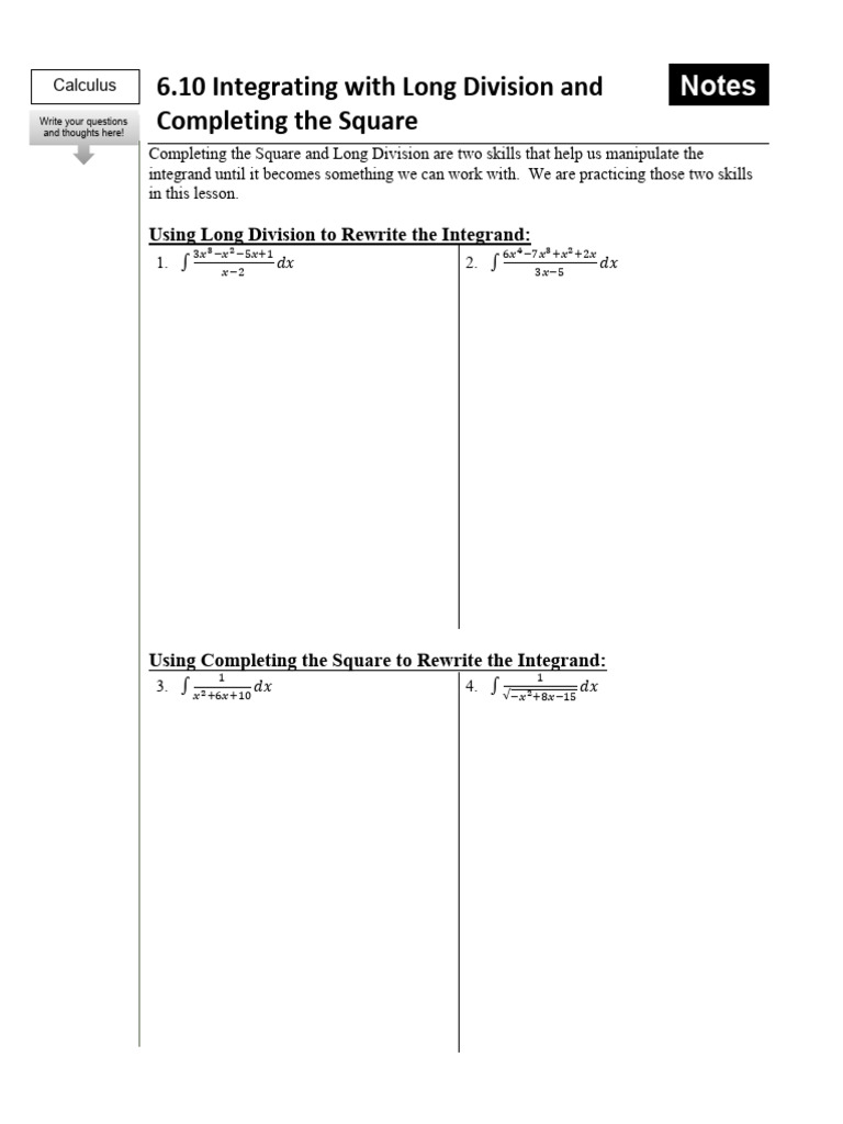Calc 6.10 Packet | PDF