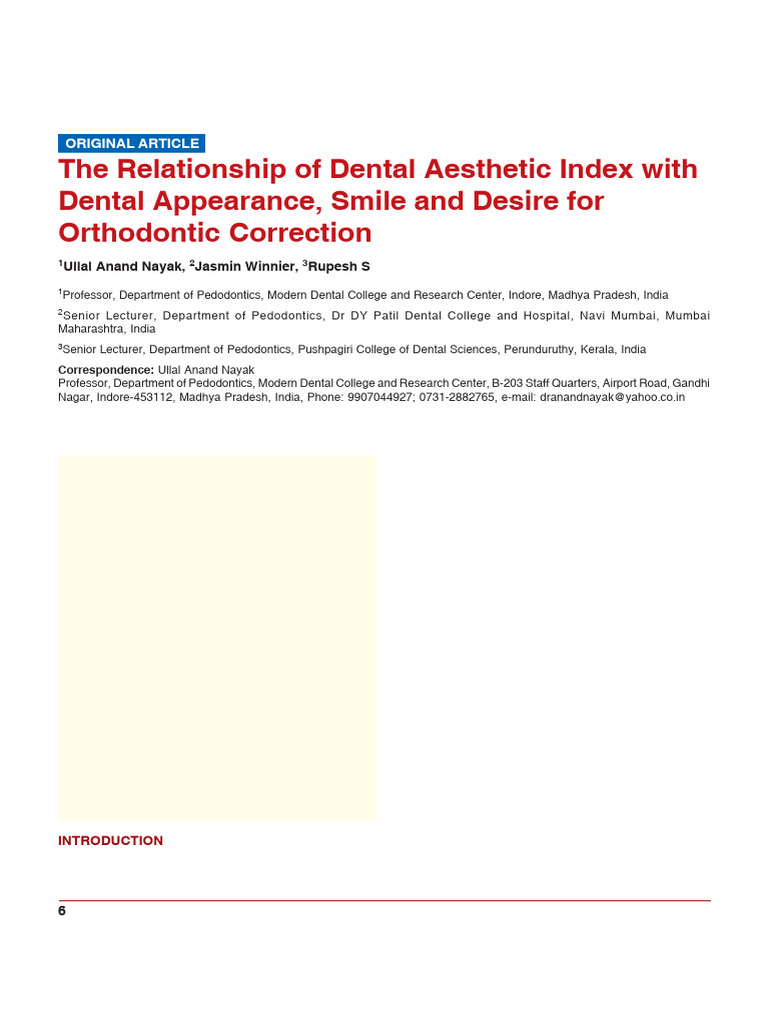 Dental Aesthetic Index and Orthodontic Desire | PDF | Orthodontics ...