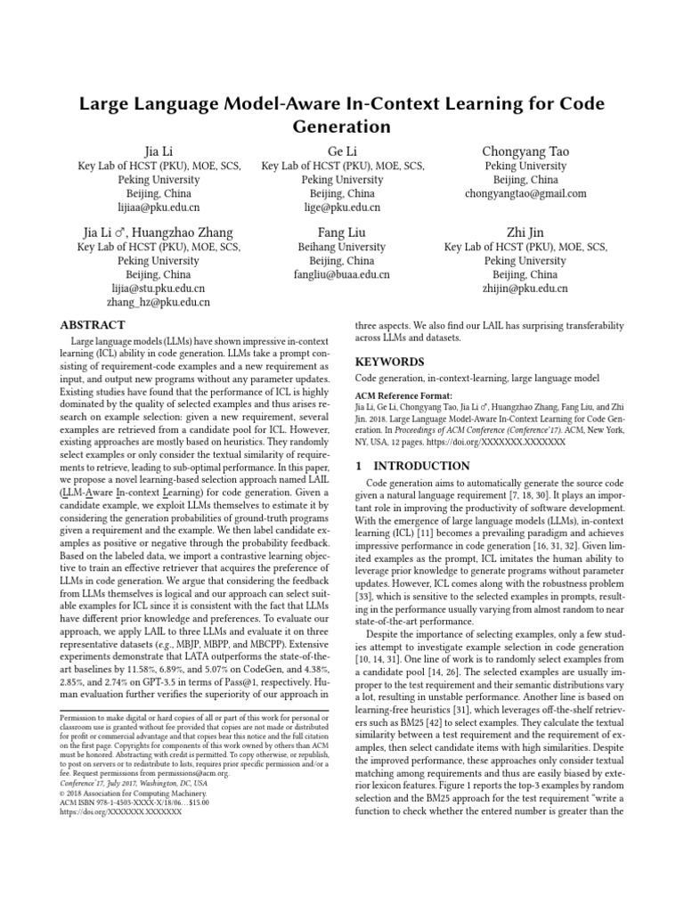 Large Language Model-Aware In-Context Learning For Code Generation ...