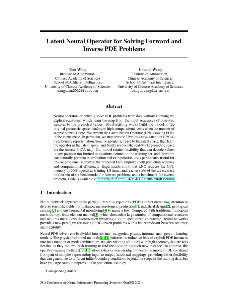 NeurIPS2024论文 | PDF | Partial Differential Equation | Artificial Neural Network