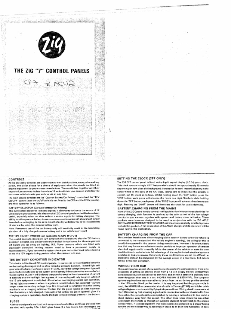 Zig CF7 and ACU2 Manual PDF | PDF | Fuse (Electrical) | Ac Power Plugs ...