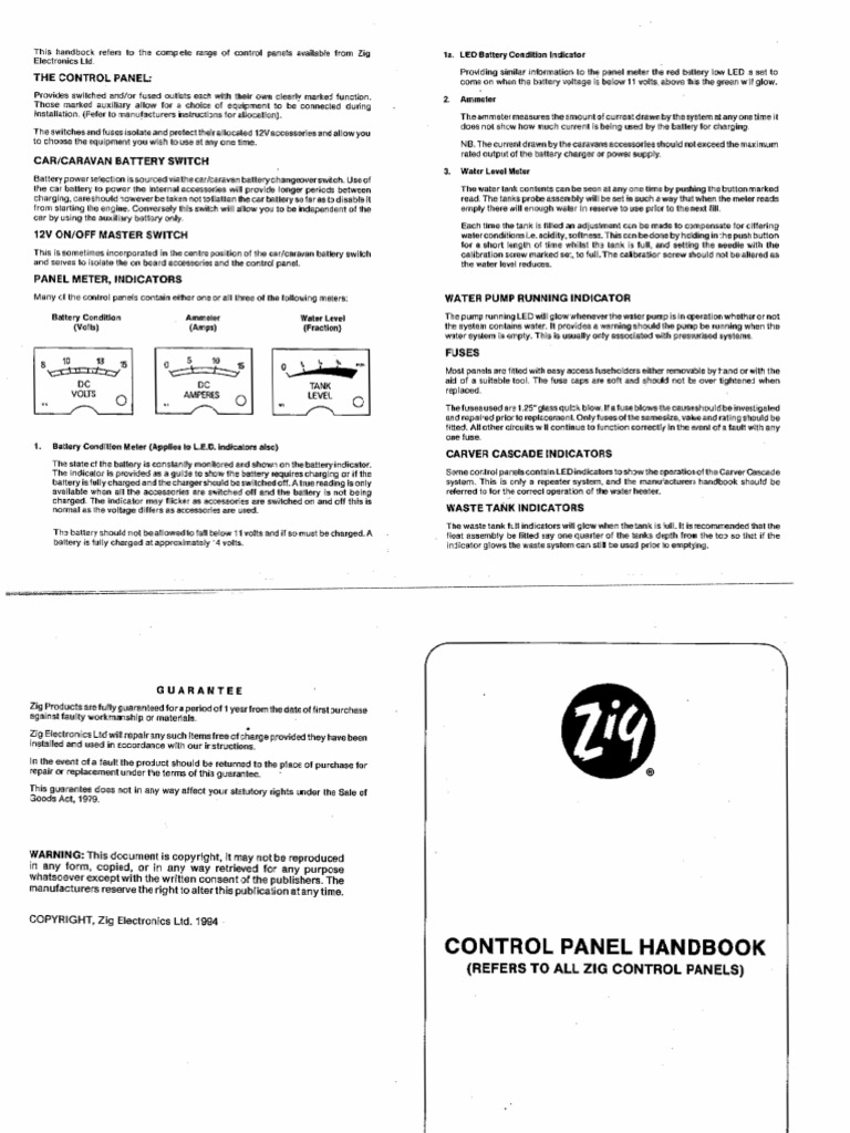 Zig Control Panel Handbook | PDF | Electronics | Electric Power