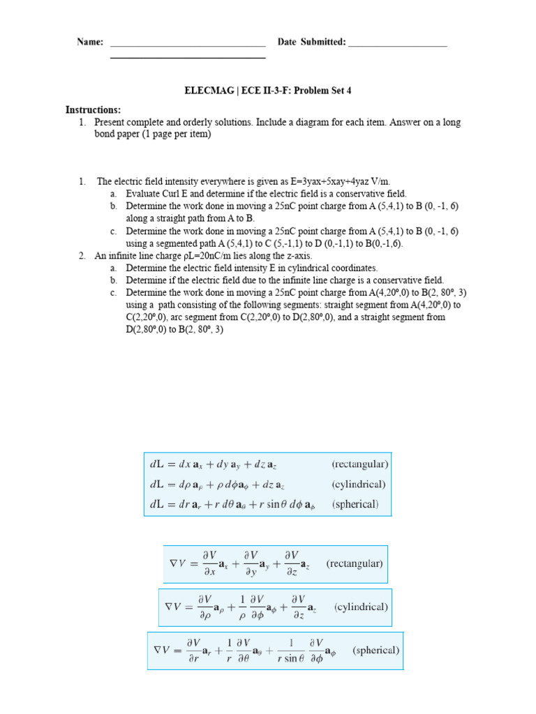 ELECMAGS Problem Set 4 | PDF