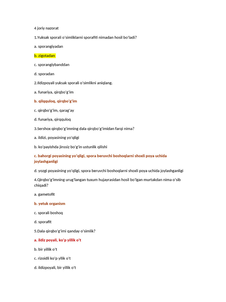 4 Sporali o Simliklar | PDF