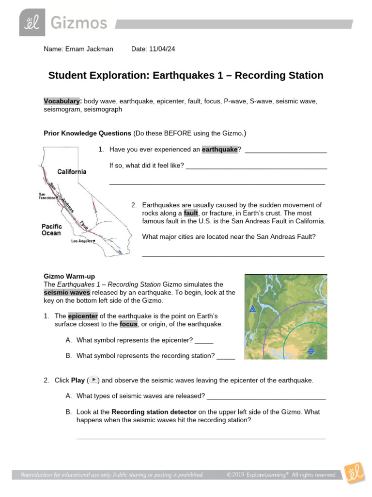 Earthquake Seismogram Exploration Guide | PDF | Seismology | Earthquakes