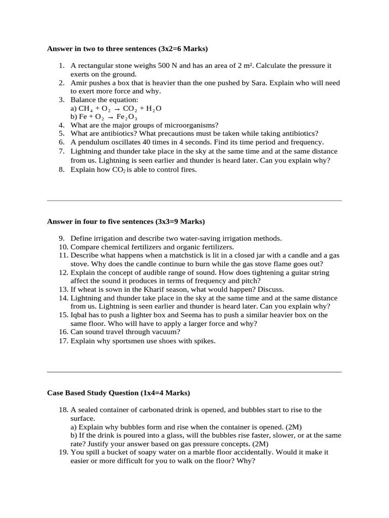 class 8 revision 2024-25 | PDF | Applied And Interdisciplinary Physics