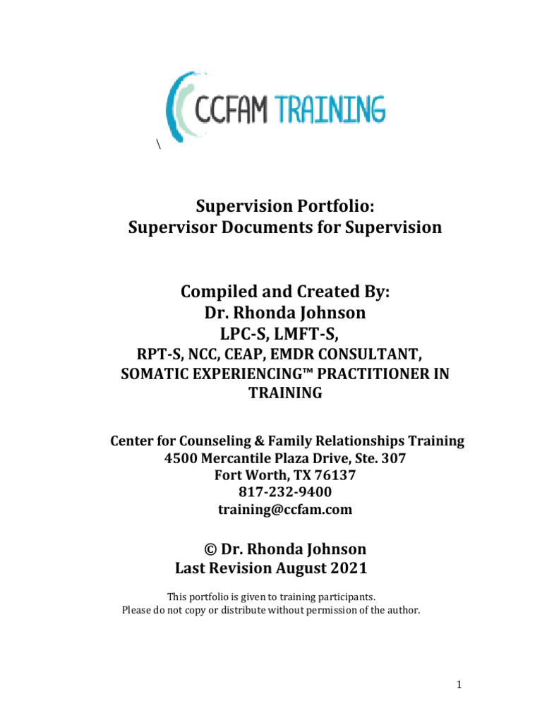 Supervisor Documents For Supervision v. 2.2 | PDF | Psychotherapy | Psychology