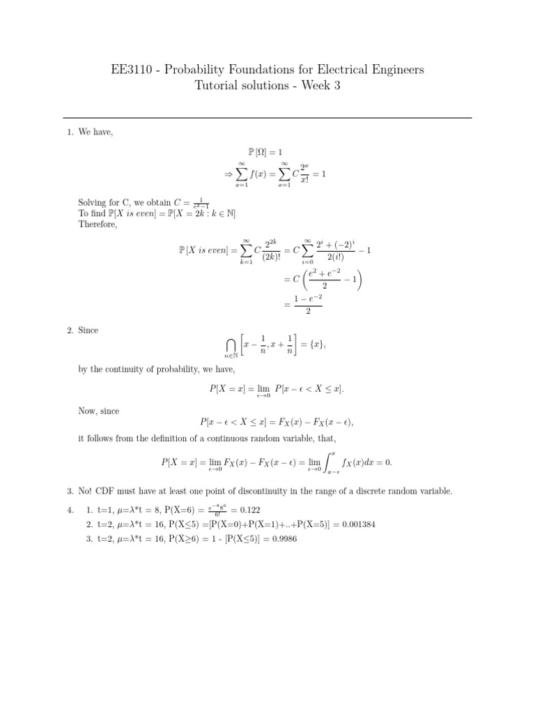 EE3110 - Jul - 2024 - Tutorial 3 Solutions | PDF