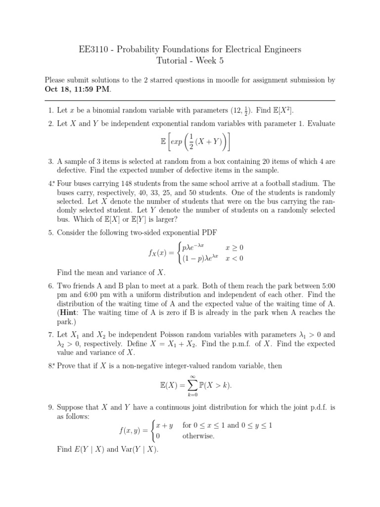 Tutorial 5 | PDF | Probability Density Function | Statistical Theory