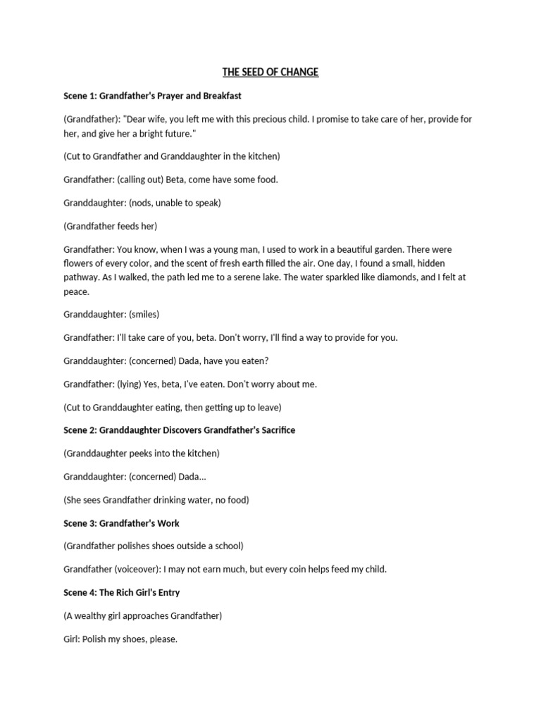 THE SEED OF CHANGE-shortfilm Script | PDF | Art