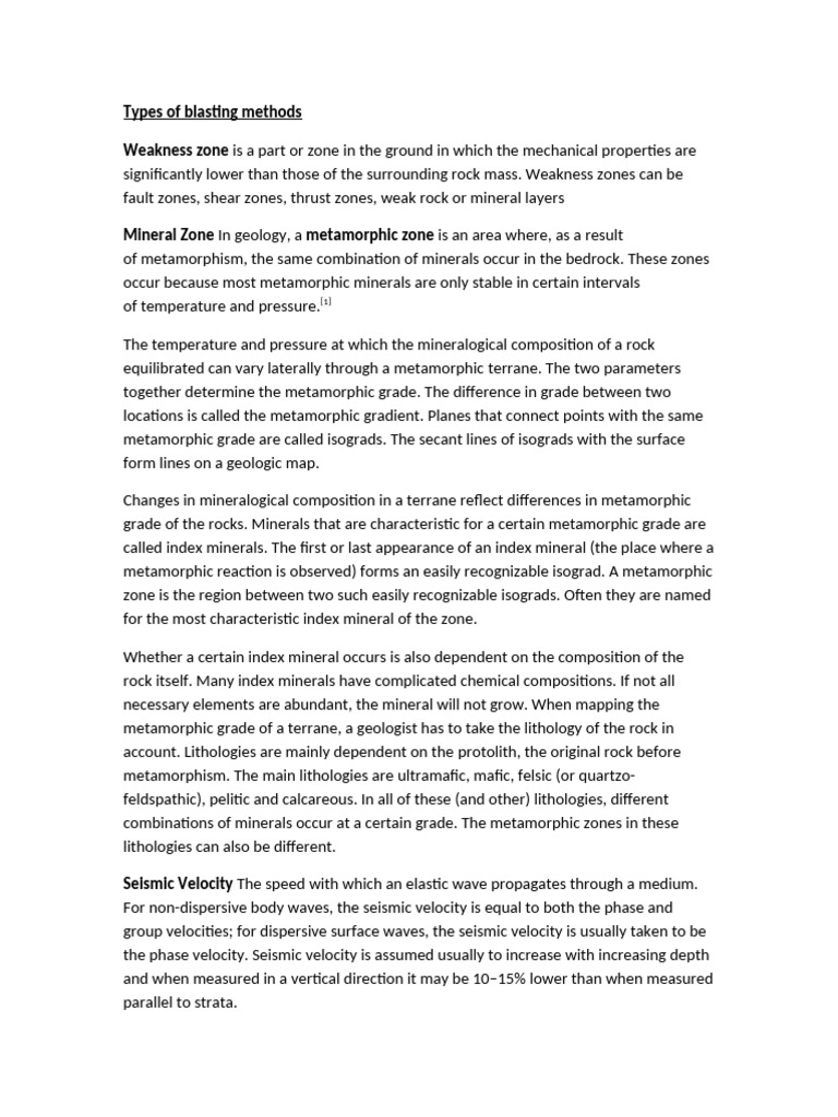 Overview of Blasting Methods in Mining | PDF | Geology